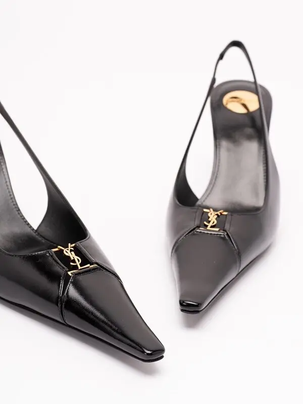 Saint Laurent Babylone Slingback Pumps With Gold Tone Detailing - Multicolor