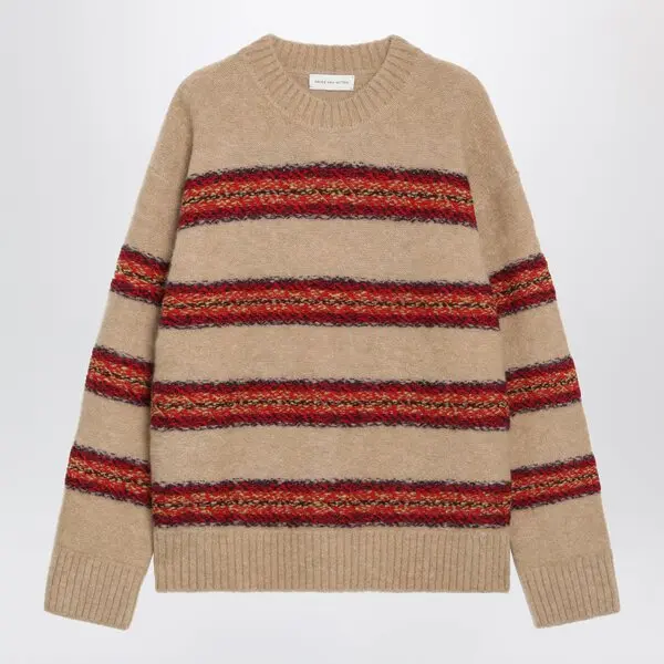 Dries Van Noten Beige Striped Wool-blend Sweater
