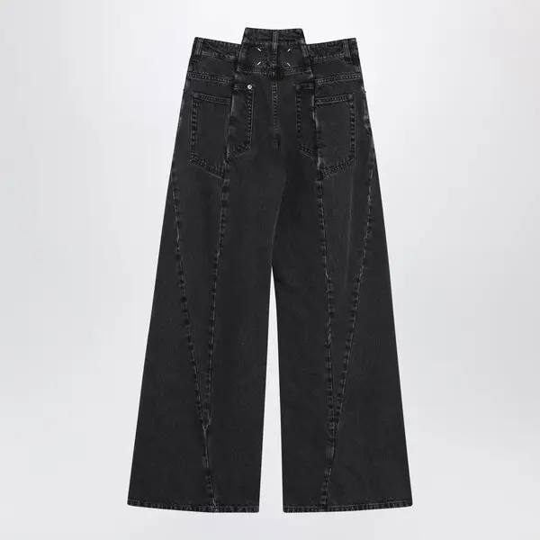 MAISON MARGIELA Wide-leg Jeans In Faded Cotton Denim - Black