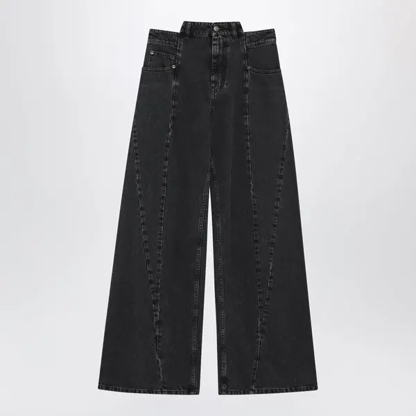 MAISON MARGIELA Wide-leg Jeans In Faded Cotton Denim - Black