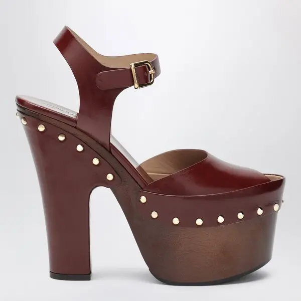 Chloé Meret Platform Clogs In Burnt Calfskin - Purple