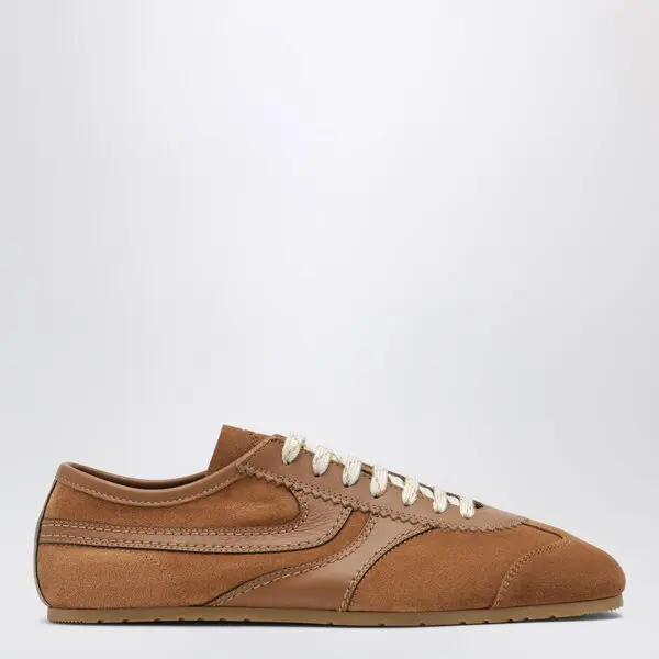 Dries Van Noten Suede And Leather Sneakers - Cream