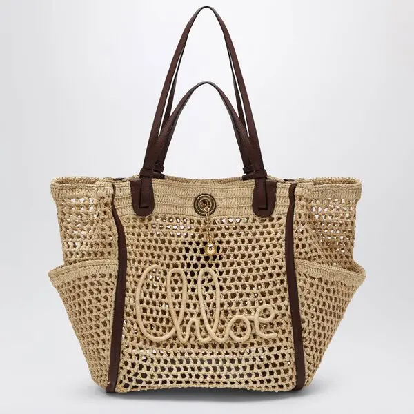 Chloé Iconic Raffia And Leather Tote Bag - Cream