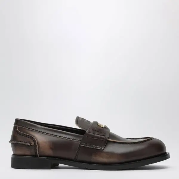 Miu Miu Vintage-effect Leather Loafers - Brown