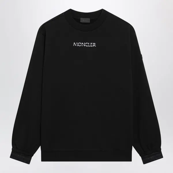 Moncler Cotton Sweatshirt With Embroidered Logo - Black