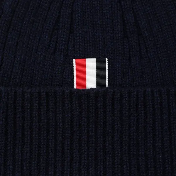 Thom Browne Ribbed Cashmere Beanie - Blue