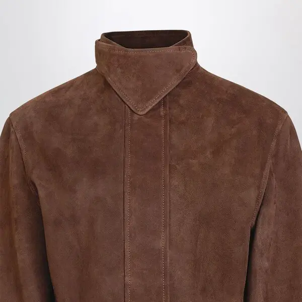 Alaïa Peplum Suede Jacket In Chocolate Goat Leather - Brown