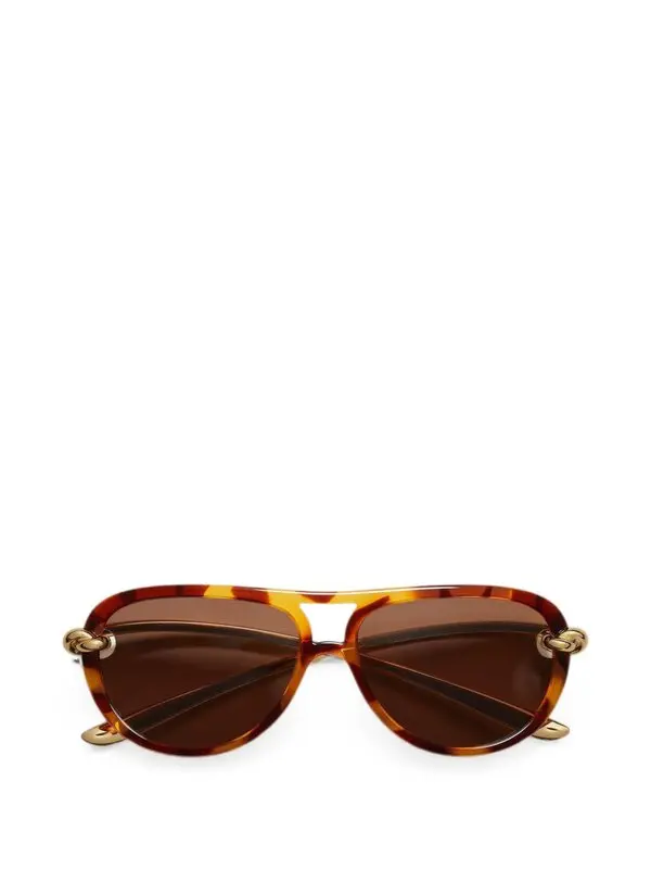 Bottega Veneta Aviator Sunglasses With Tortoiseshell Effect - Multicolor