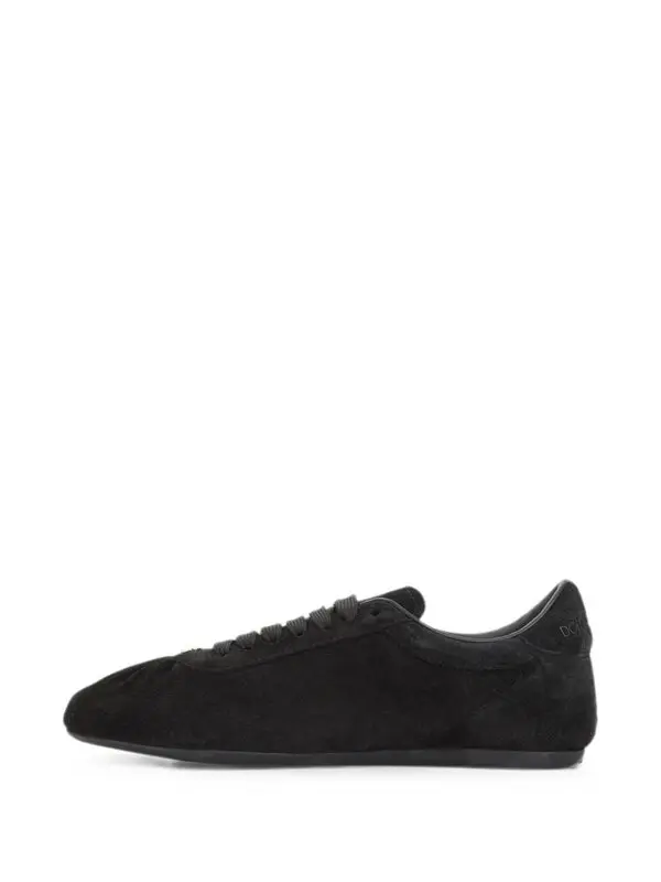 Dolce & Gabbana Black Suede Ruched Detail Sneakers - Multicolor