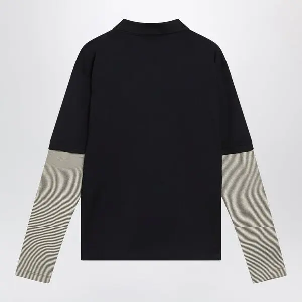 Miu Miu Cotton Jersey Polo Shirt With Layered Sleeves - Blue