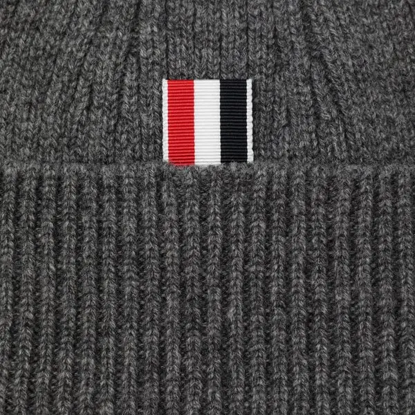 Thom Browne Ribbed Cashmere Beanie - Gray