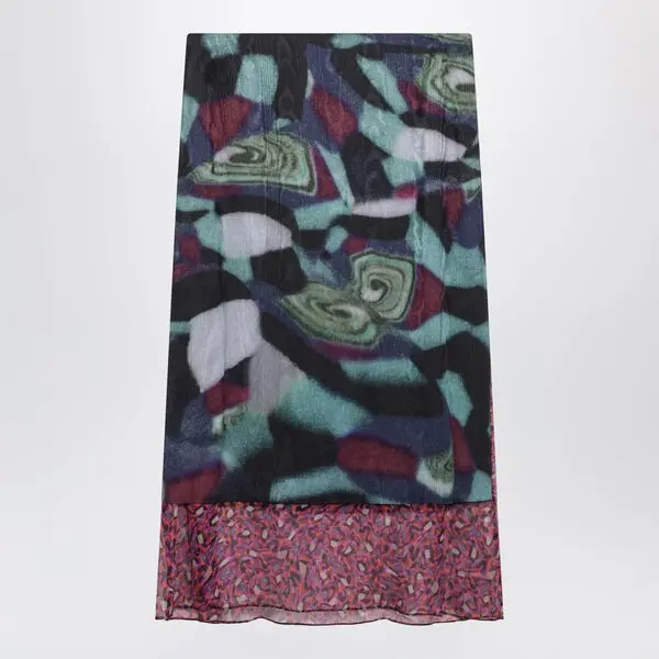 Dries Van Noten Silk Blend Printed Midi Skirt - Multicolor