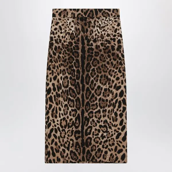 Dolce & Gabbana Leopard Print Cady Skirt - Brown