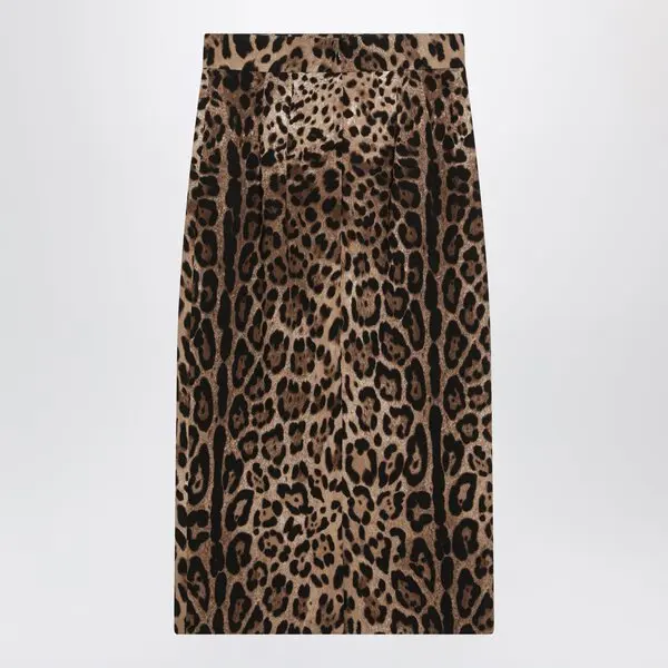 Dolce & Gabbana Leopard Print Cady Skirt - Brown
