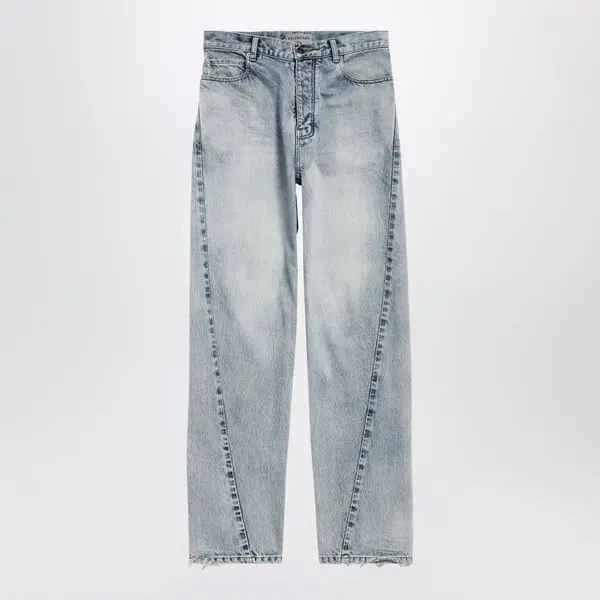 Balenciaga Twisted Seam Jeans In Faded Light Denim - Blue