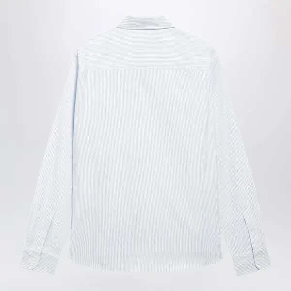 AMI Paris Cotton Striped Shirt With De Coeur Embroidery