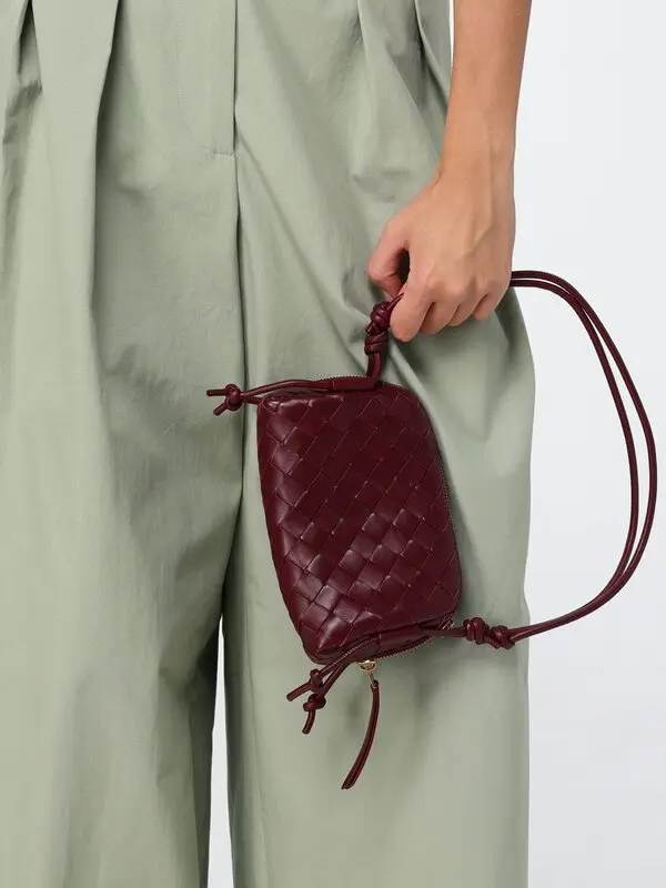 Bottega Veneta Woven Lambskin Crossbody Bag - Red
