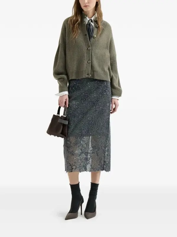 Brunello Cucinelli Ribbed Cashmere Cardigan - Multicolor