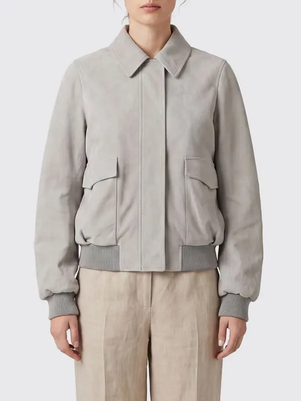 Loewe Grey Ovine Leather Bomber Jacket - Gray