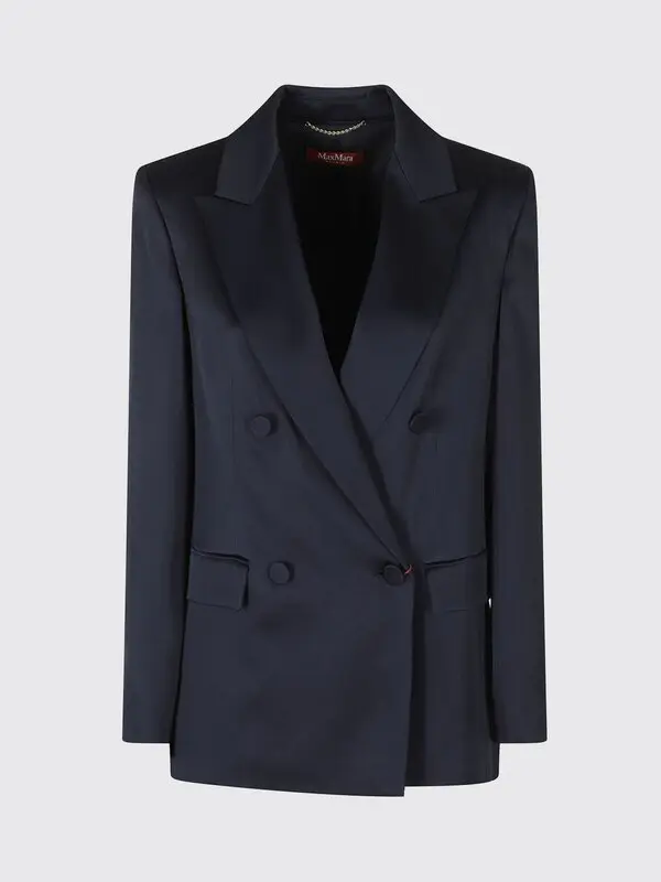Max Mara Double Breasted Acetate Blend Blazer - Blue