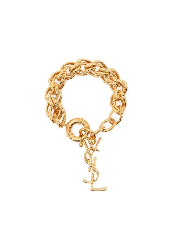 Saint Laurent Rope Chain Bracelet With Charm - Multicolor