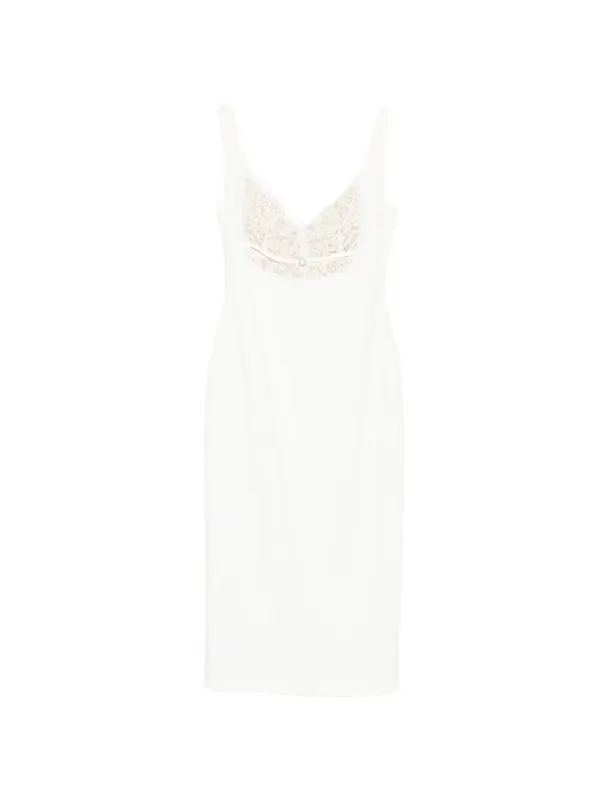 NISSA White Lace Embellished Evening Dress