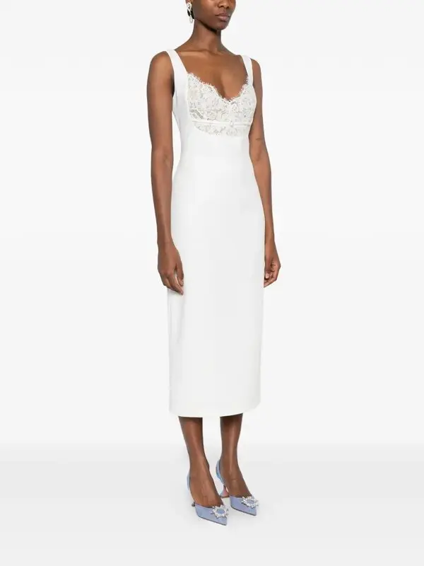NISSA White Lace Embellished Evening Dress
