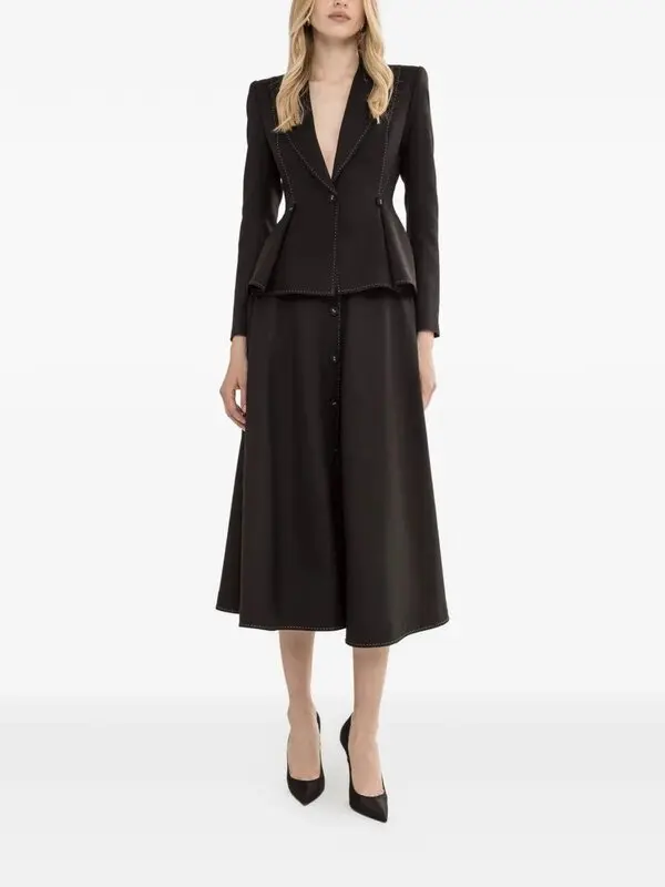 NISSA Linen Blend Button-front Midi Skirt