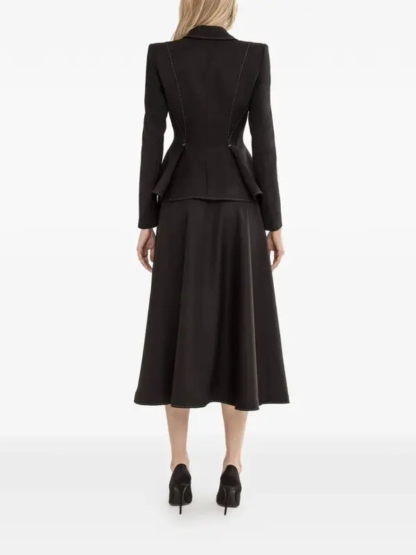 NISSA Linen Blend Button-front Midi Skirt