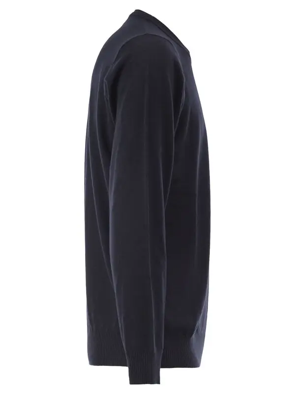Stone Island Wool Crew Neck Jumper With Embossed Stitching - Blue