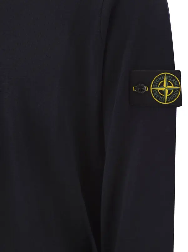 Stone Island Wool Crew Neck Jumper With Embossed Stitching - Blue