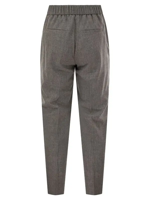 Peserico Virgin Wool And Cashmere Tapered Trousers - Gray