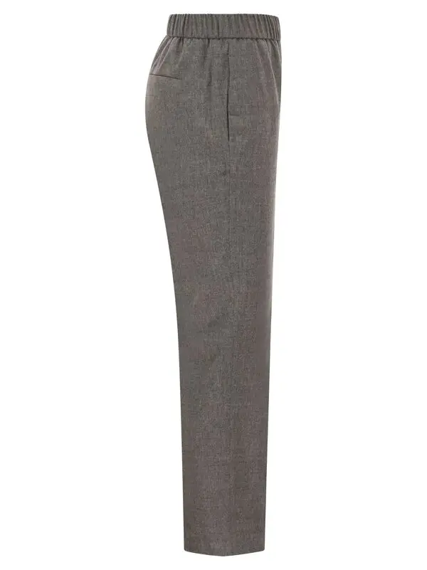 Peserico Virgin Wool And Cashmere Tapered Trousers - Gray