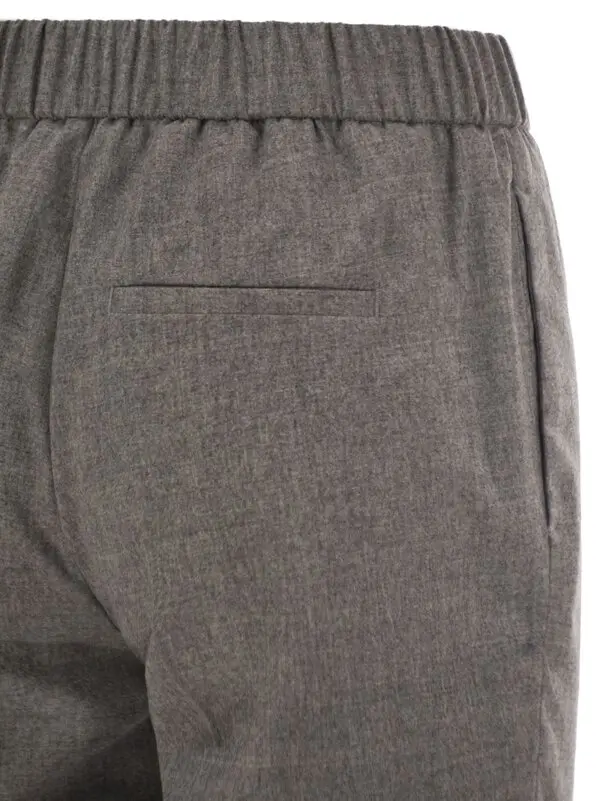 Peserico Virgin Wool And Cashmere Tapered Trousers - Gray