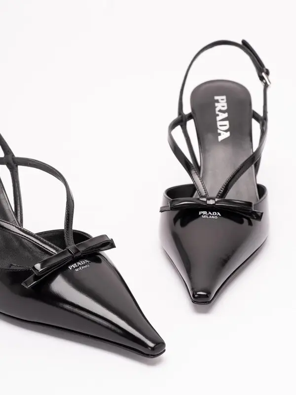 Prada Brushed Leather Slingback Pumps