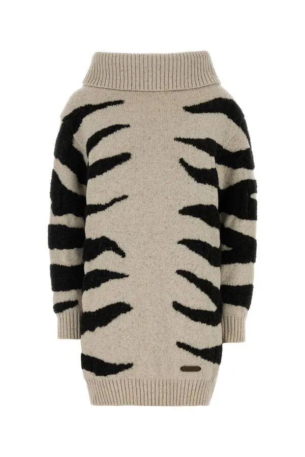 Moschino Sand Wool Blend Sweater Dress
