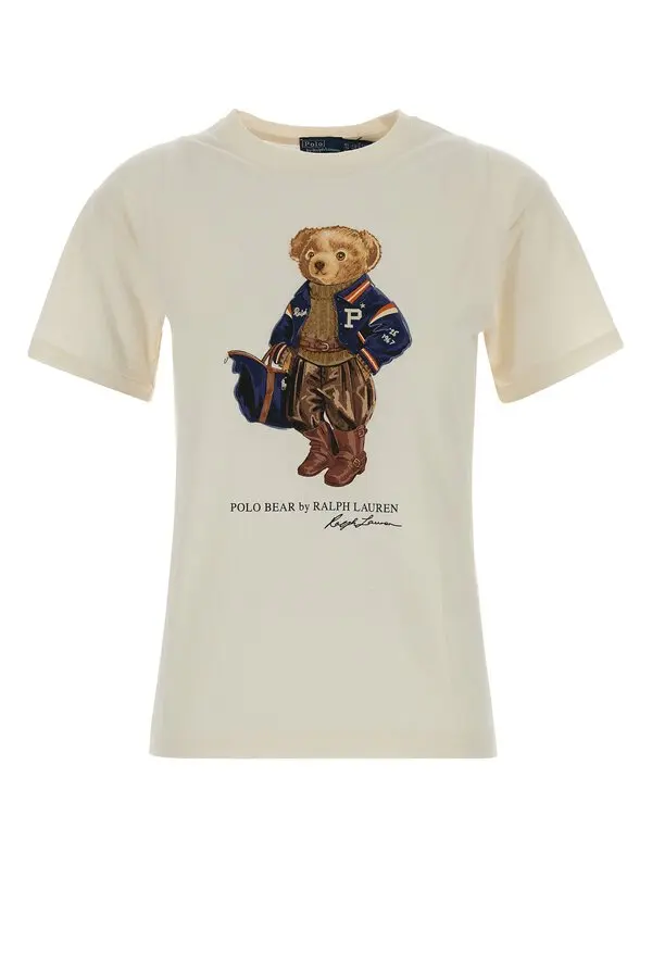 Polo Ralph Lauren Cream Cotton T-shirt With Polo Bear Print