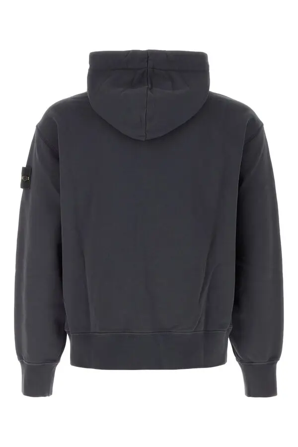 Stone Island Cotton Zippered Hoodie With Detachable Logo Patch
