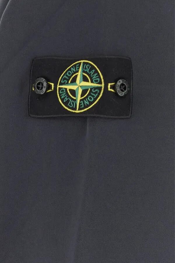 Stone Island Cotton Zippered Hoodie With Detachable Logo Patch