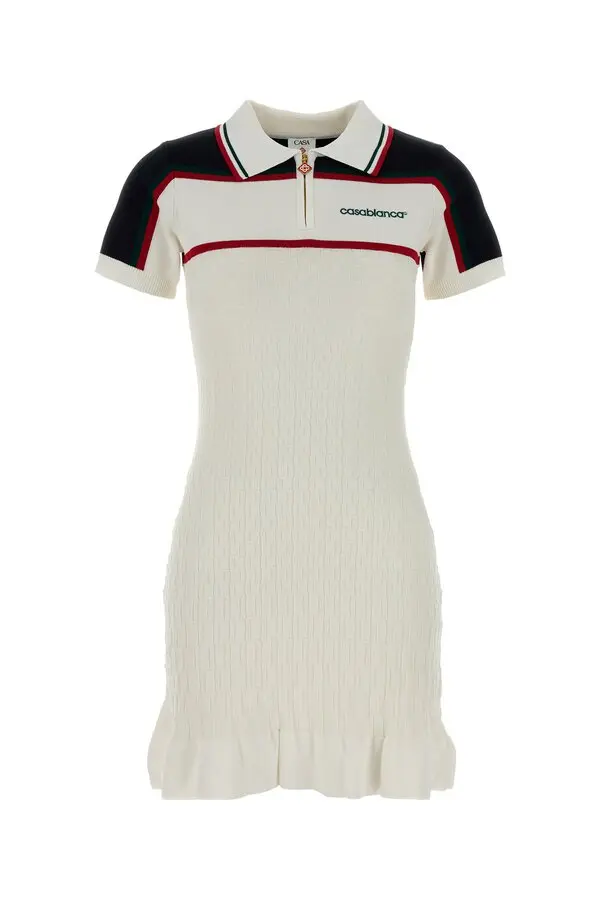 Casablanca Viscose Blend Polo Dress - White