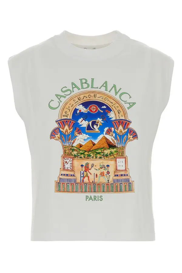 Casablanca Cotton Tank Top - White