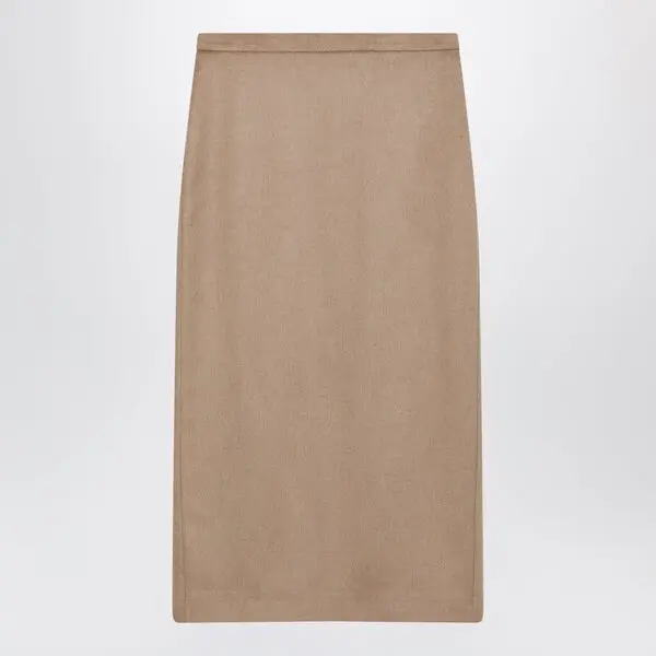 Max Mara Camel Brushed Wool Pencil Skirt - Brown