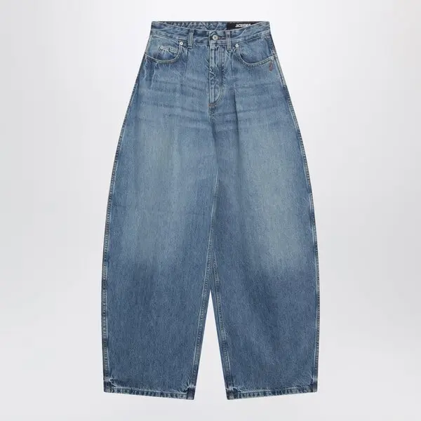 Jacquemus Wide Leg Jeans In Indigo Denim - Blue