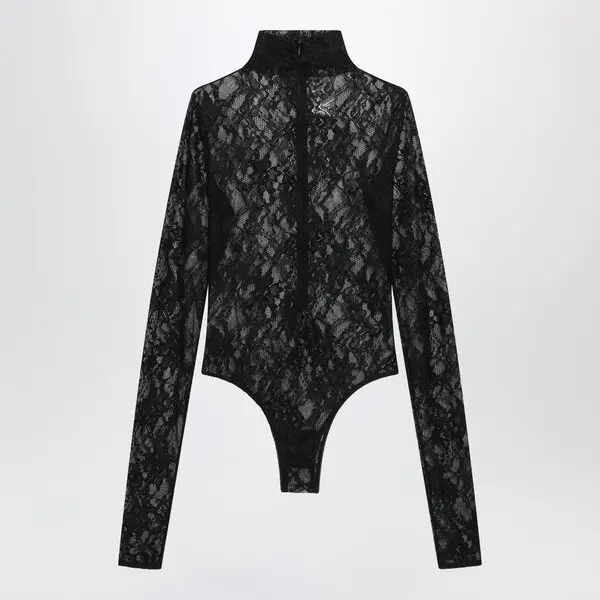 Andamane Lace High Neck Bodysuit - Black