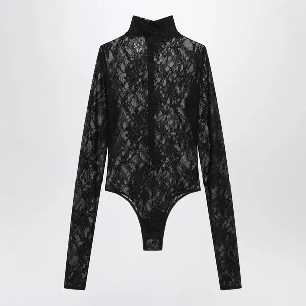Andamane Lace High Neck Bodysuit - Black
