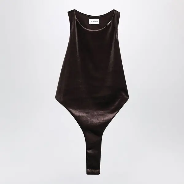 Andamane Velvet-effect Halterneck Bodysuit - Brown