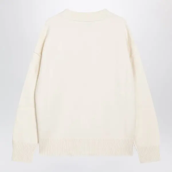 AMI Paris De Coeur Wool Cardigan - White