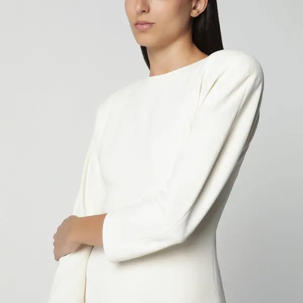 Andamane Midi Dress With Rounded Shoulders - White