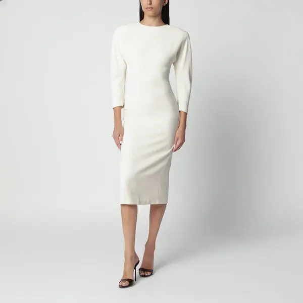 Andamane Midi Dress With Rounded Shoulders - White