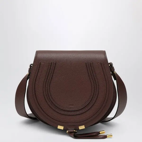Chloé Marcie Saddle Bag In Grained Leather - Brown